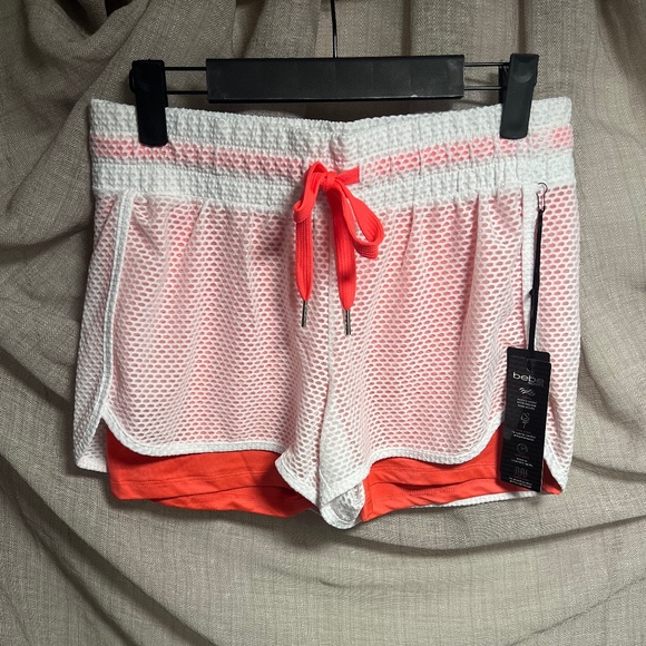 bebe | Shorts | Bebe Sport Mesh Lined Shorts White And Pink | Poshmark